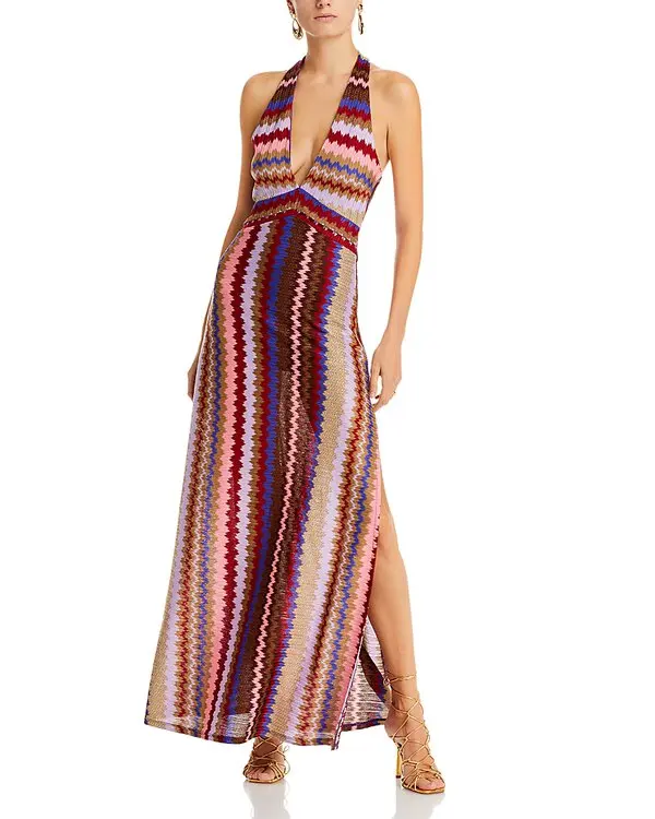 Ramy Brook Harlee Halter Maxi Dress In Chevorn Holiday Knit - 80% Off |  Editorialist