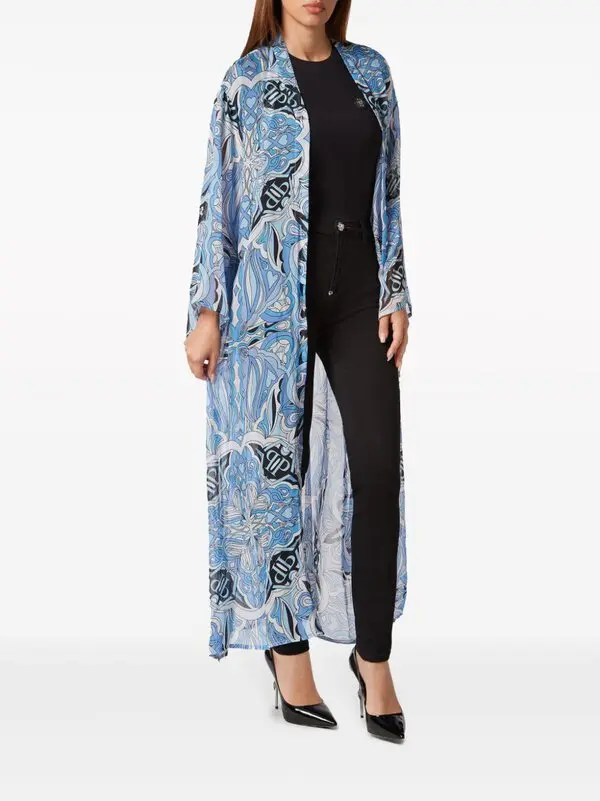 Philipp Plein - Philipp Plein Graphic-Print Silk Kaftan Dress