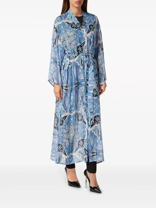 Philipp Plein - Philipp Plein Graphic-Print Silk Kaftan Dress