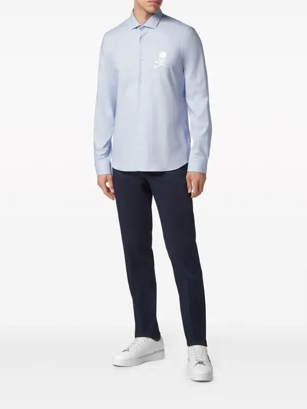 Philipp Plein Sugar Daddy Skull-embroidered Cotton Shirt