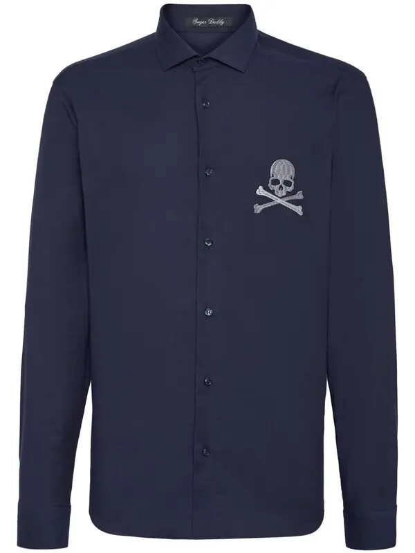 Philipp Plein Skull-embroidered Poplin Shirt