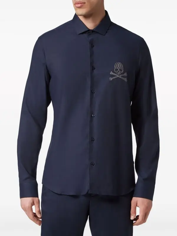 Philipp Plein Skull-embroidered Poplin Shirt