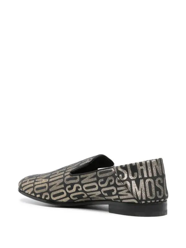 Moschino Jacquard-logo Almond-toe Loafers - Black