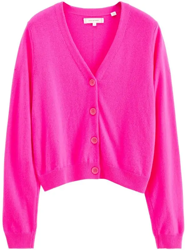 Chinti & Parker Cropped Wool Blend Cardigan - Pink