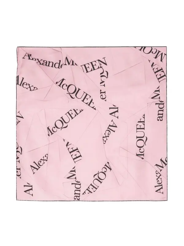Alexander McQueen Logo-jacquard Silk Scarf - Pink