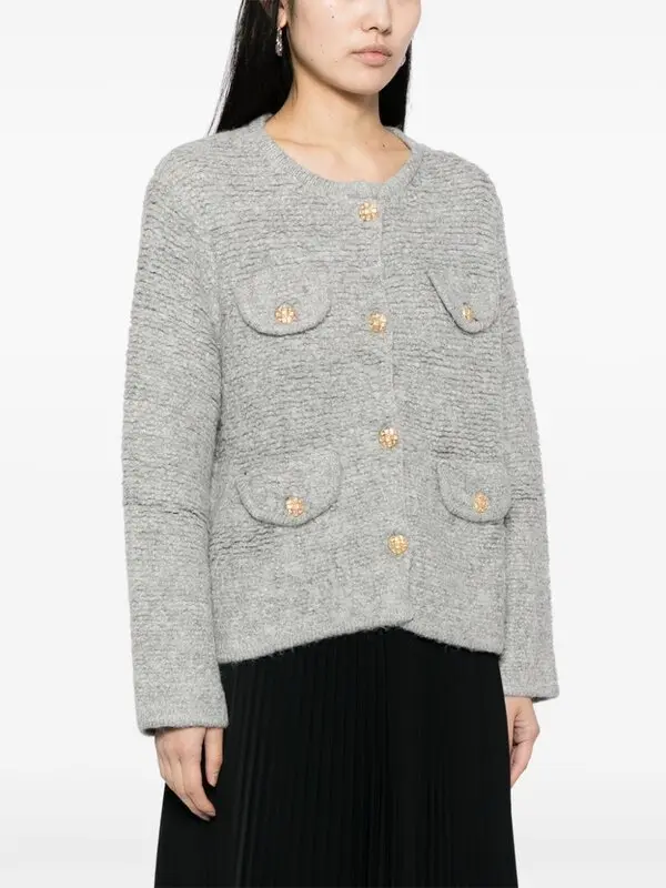 B+AB Flap-pocket Bouclé Wool-blend Cardigan