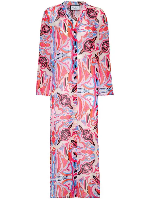 Philipp Plein Kaleidoscopic-print Silk Chiffon Kaftan