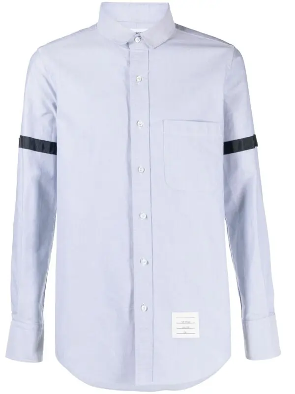 Thom Browne Grosgrain-armband Poplin Shirt - Blue
