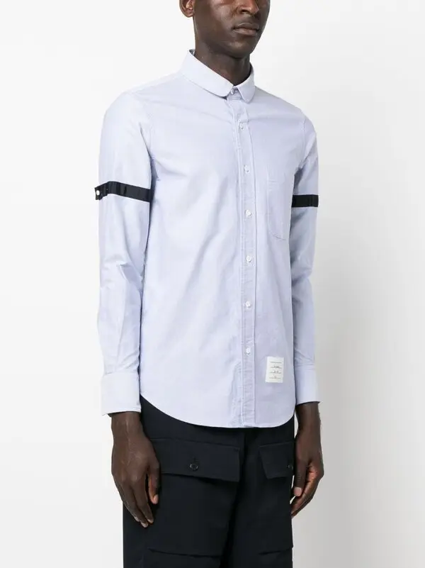 Thom Browne Grosgrain-armband Poplin Shirt - Blue