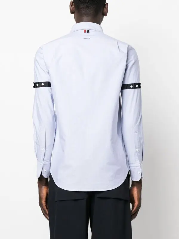 Thom Browne Grosgrain-armband Poplin Shirt - Blue