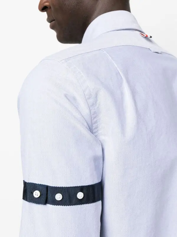 Thom Browne Grosgrain-armband Poplin Shirt - Blue