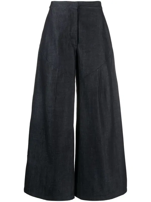 JIL SANDER Cropped Wide-leg Trousers - Blue