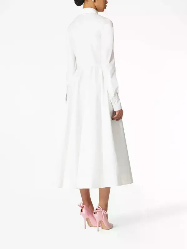 elegant off shoulder dresses HATTIE LINEN RAMIE EMBROIDERY MINI SMOCK SHIRT DRESS - WHITE / NAVY main image 1