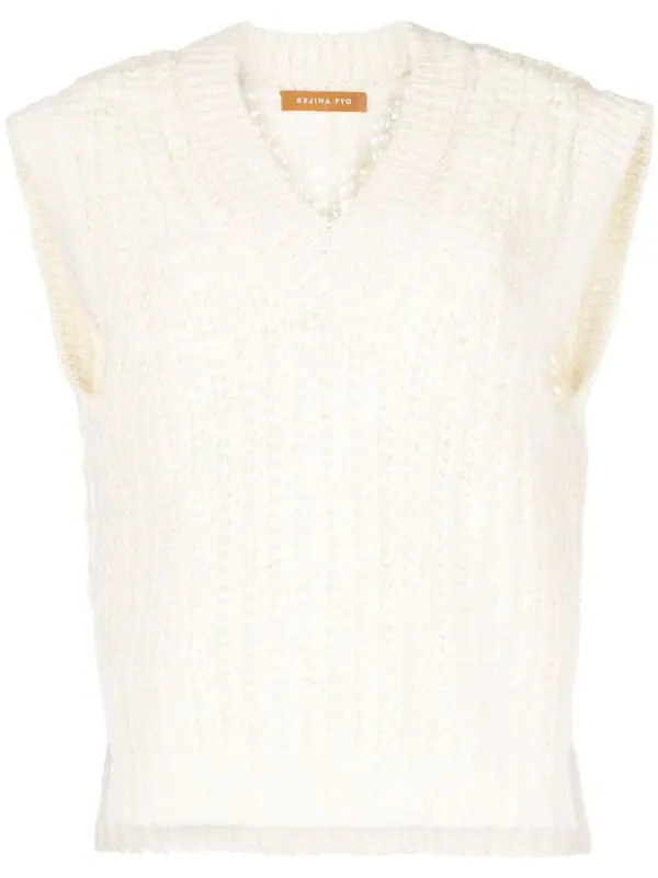 REJINA PYO Dan Ribbed-knit Wool Top - White