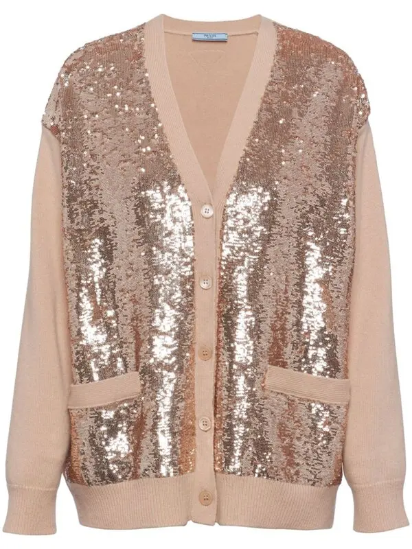 Prada Sequin-embellished Cardigan - Neutrals