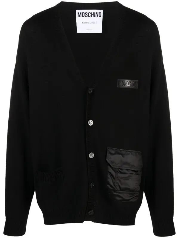 Moschino Embossed Ribbed-knit Cardigan