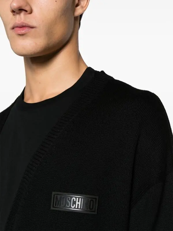 Moschino Embossed Ribbed-knit Cardigan