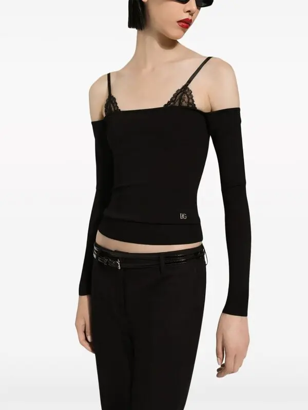 Dolce & Gabbana Logo Plaque Off-shoulder Top