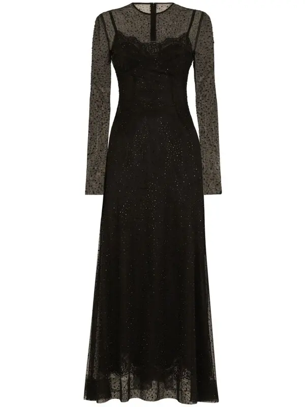 Dolce & Gabbana Maxi Strass-embellished A-line Dress - Black