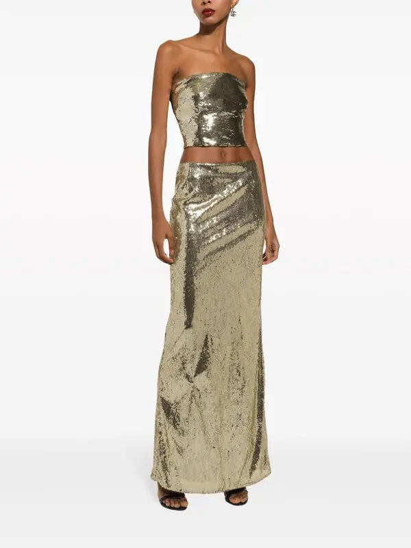 Dolce & Gabbana Sequin-embellished Strapless Top - Gold