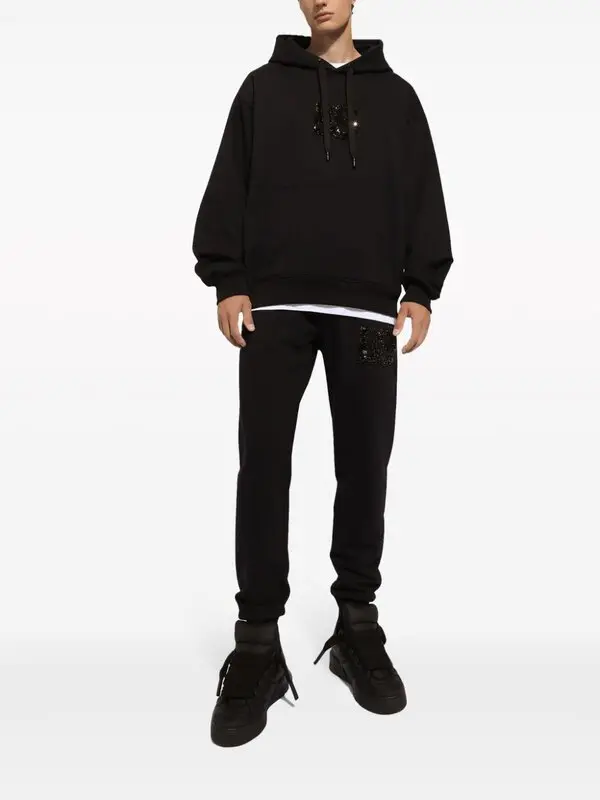 Dolce & Gabbana Crystal-embellished Cotton Track Pants