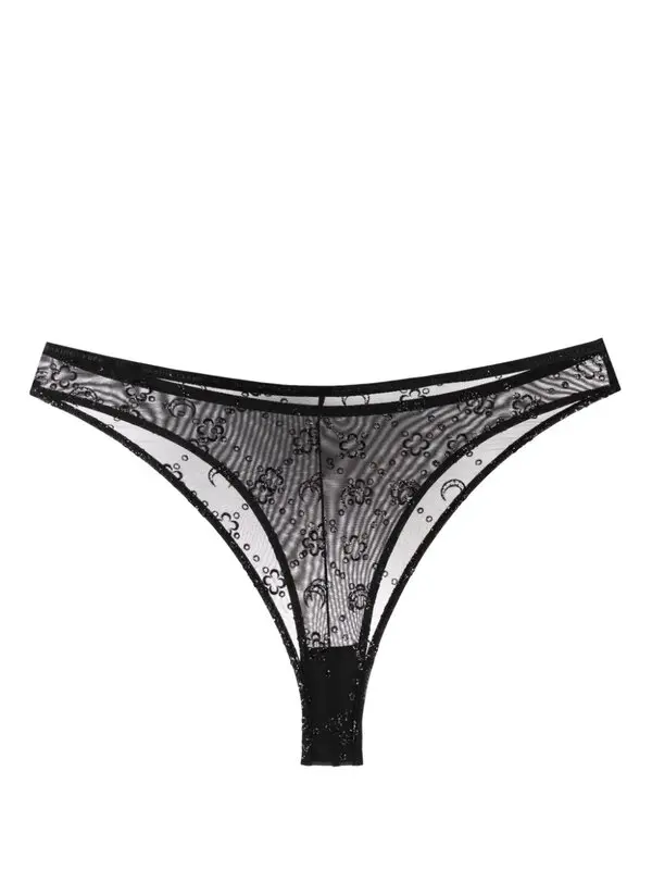 MARINE SERRE Moonagram Glittered Mesh Briefs - Black