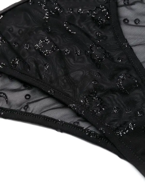 MARINE SERRE Moonagram Glittered Mesh Briefs - Black