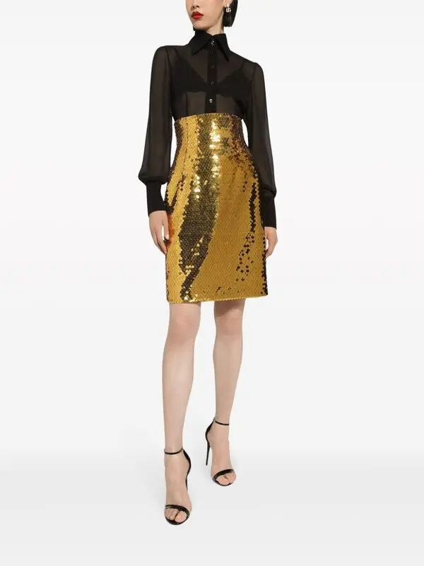 Dolce & Gabbana Sequin-embellished High-waisted Skirt