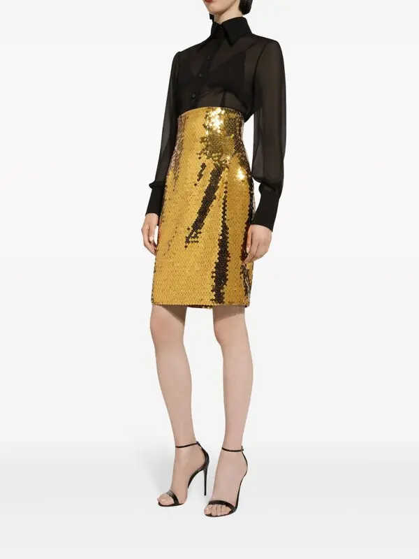 Dolce & Gabbana Sequin-embellished High-waisted Skirt