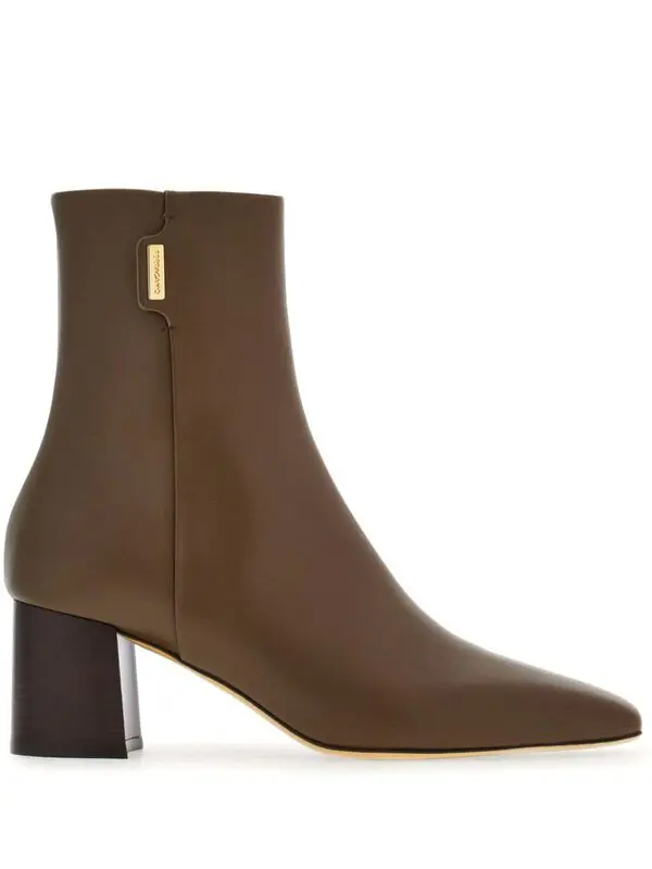 FERRAGAMO Logo-plaque Leather Ankle Boots