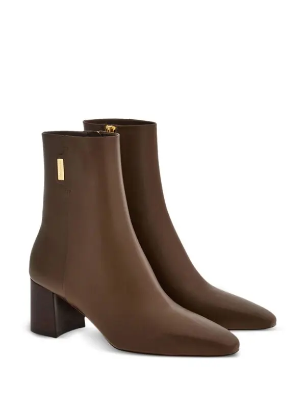 FERRAGAMO Logo-plaque Leather Ankle Boots