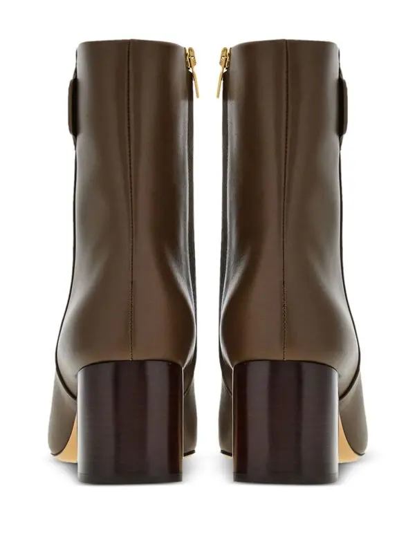 FERRAGAMO Logo-plaque Leather Ankle Boots