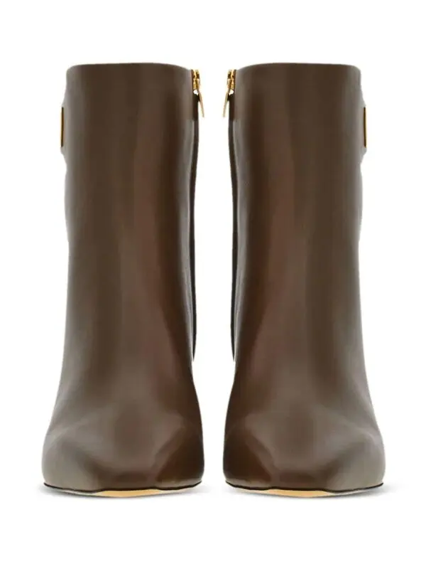FERRAGAMO Logo-plaque Leather Ankle Boots