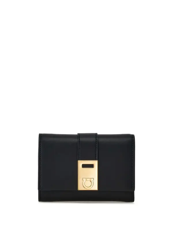 FERRAGAMO Hug Two-tone Leather Wallet - Black
