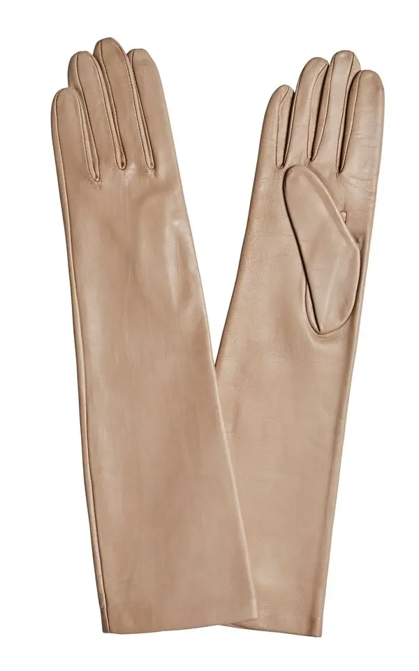 Paula Rowan Montserrat Leather Opera Gloves 8 - Taupe
