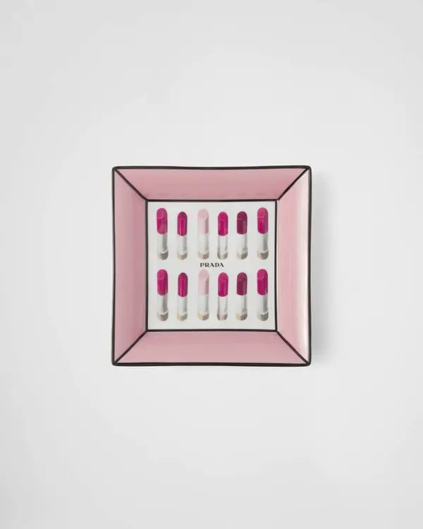 Prada Large Square Porcelain Catchall Tray Lipstick - White/pale Pink