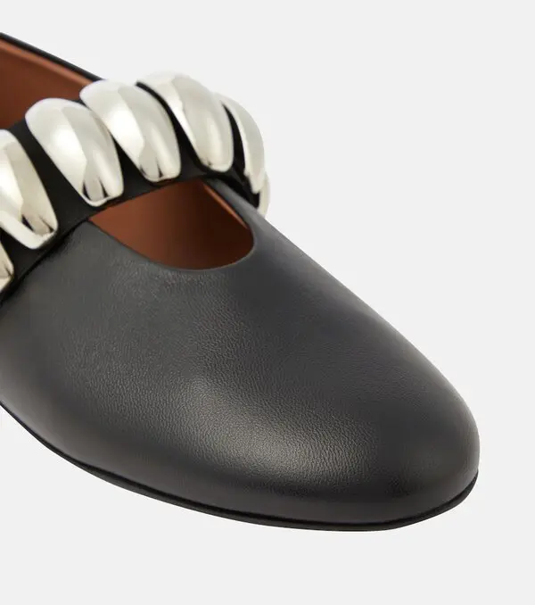 Alaïa Embellished Leather Ballet Flats