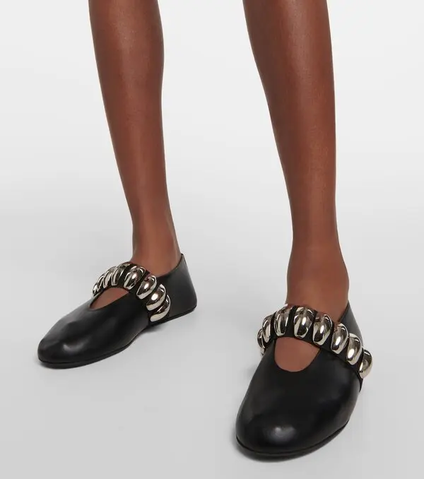Alaïa Embellished Leather Ballet Flats