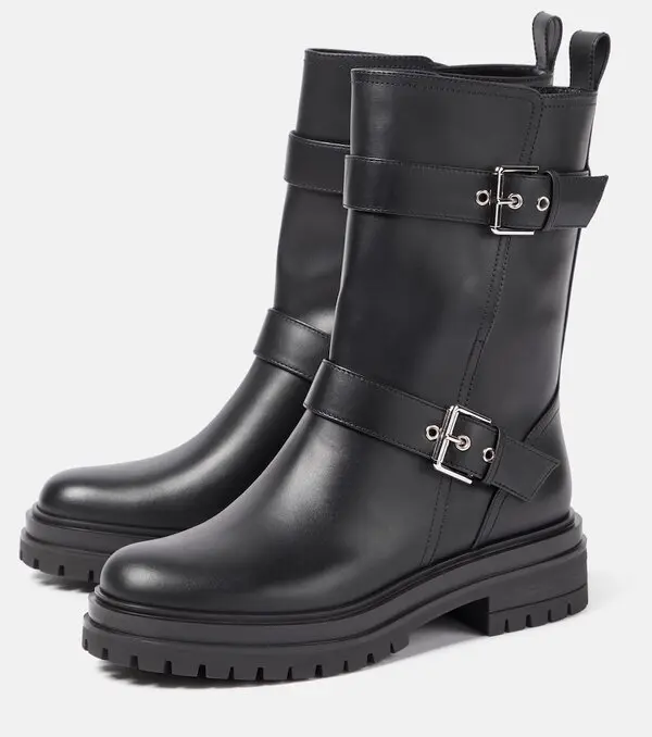GIANVITO ROSSI Thiago Leather Ankle Boots - Black
