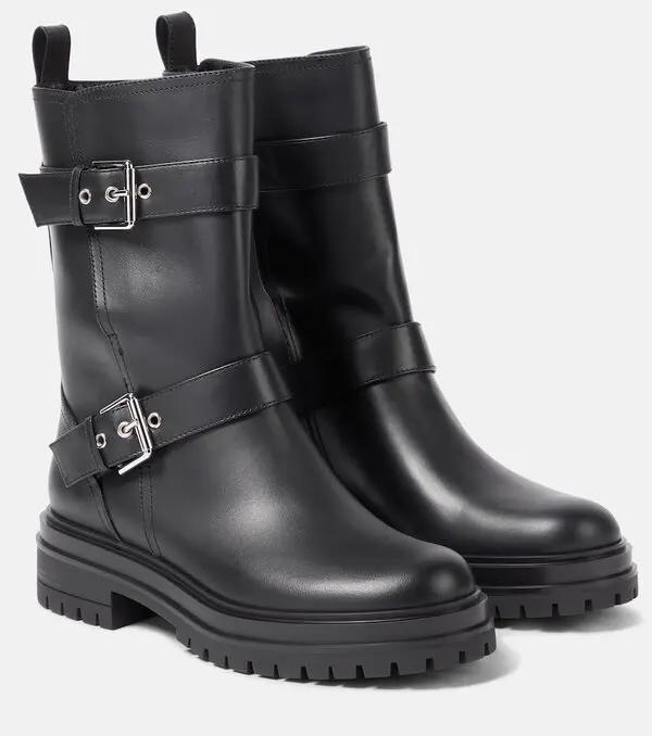 GIANVITO ROSSI Thiago Leather Ankle Boots - Black