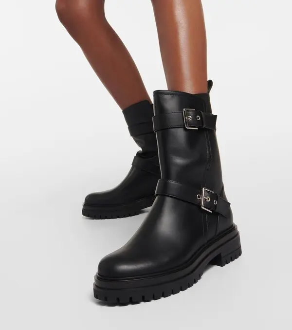 GIANVITO ROSSI Thiago Leather Ankle Boots - Black
