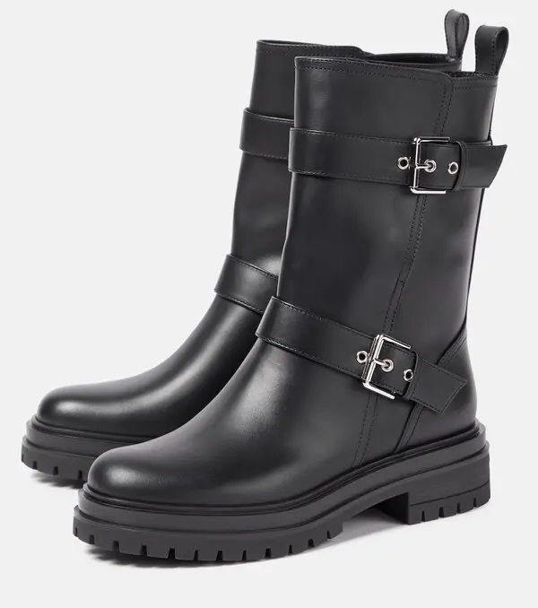 GIANVITO ROSSI Thiago Leather Ankle Boots - Black