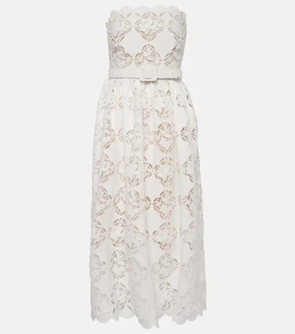 chinese dress ladies Strapless Lace Appliqu Mini Dress by Badgley Mischka