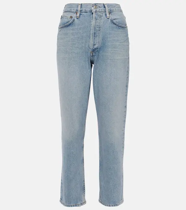 AGOLDE Riley High-rise Cropped Straight Jeans - Blue