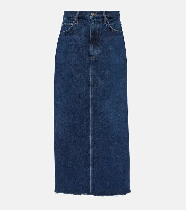 AGOLDE Hilla Denim Maxi Skirt - Blue