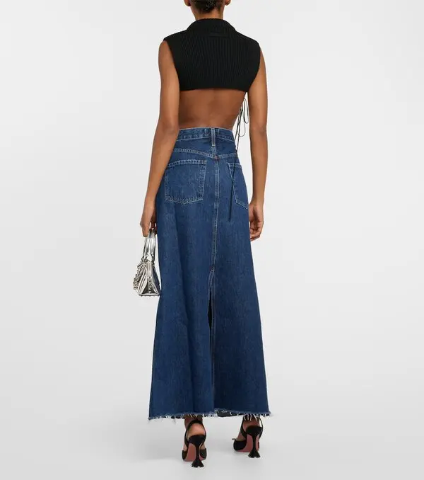 AGOLDE Hilla Denim Maxi Skirt - Blue