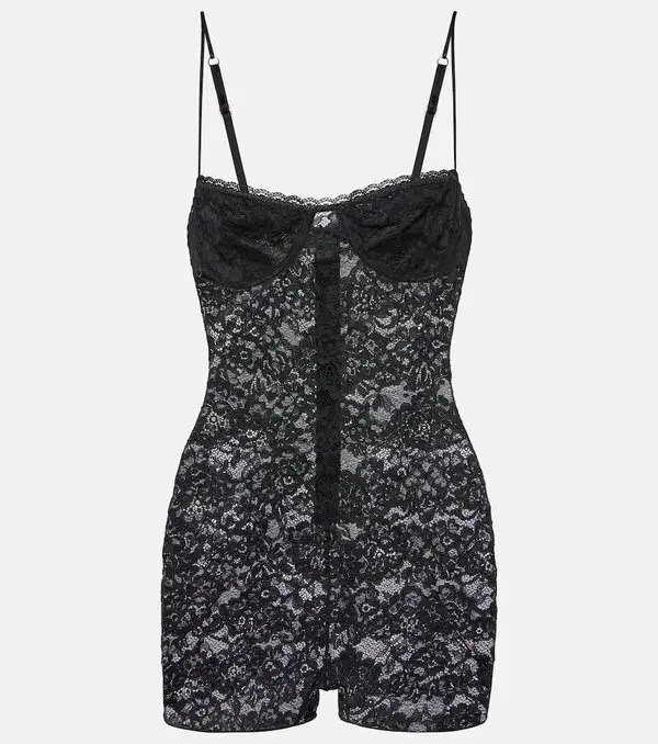 Oseree O-lover Lace Playsuit - Black