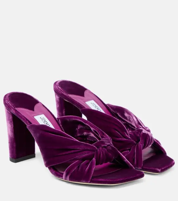 JIMMY CHOO Avenue 85 Velvet Mules - Purple