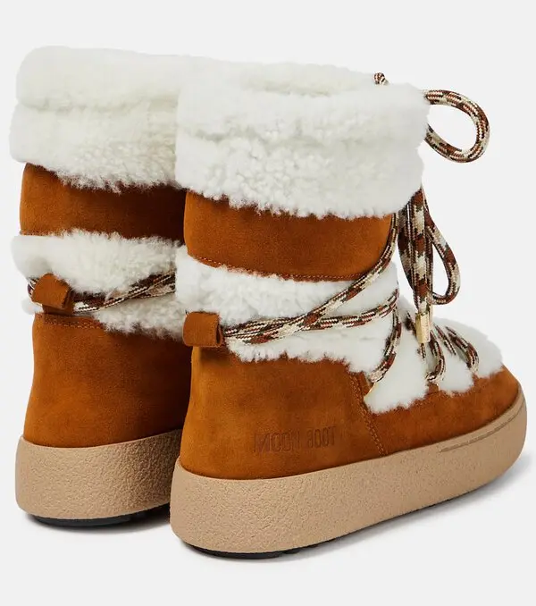 Moon Boot Ltrack Shearling And Suede Ankle Boots