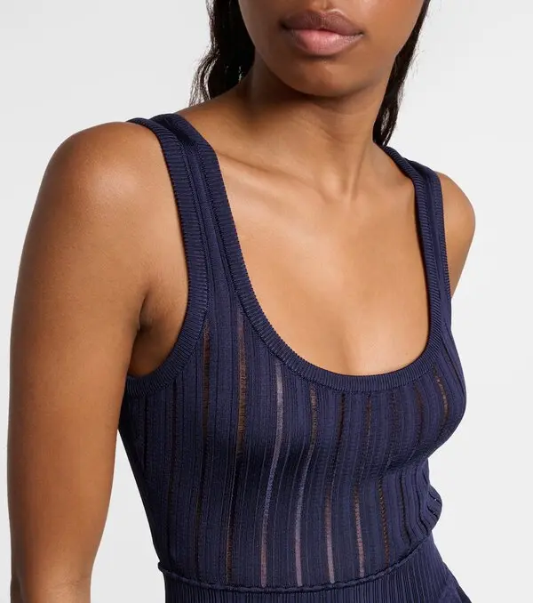 Alaïa Ribbed-knit Mini Dress - Blue